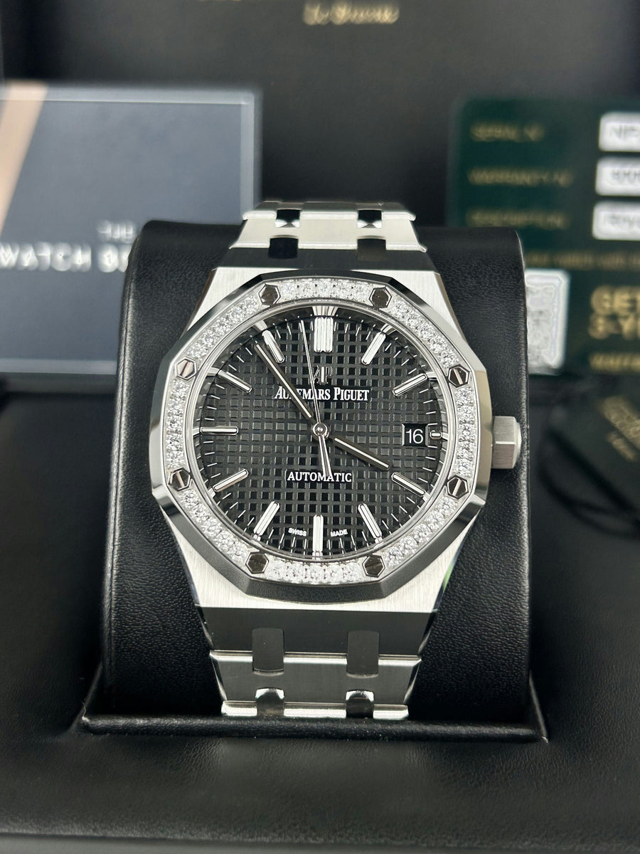 Audemars Piguet - Royal Oak - 15451ST - Black - Steel- 2021 - Diamond ...